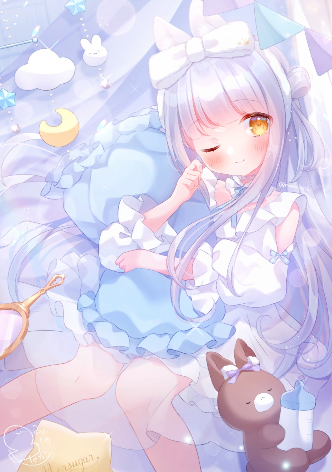 omochi monaka animal ears dress see through | #732386 | yande.re